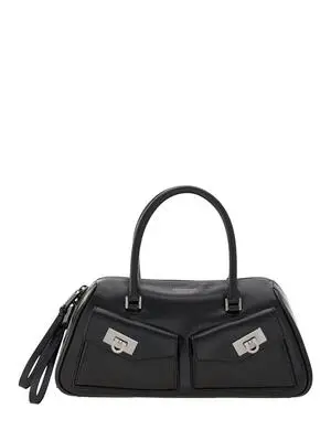 FERRAGAMO Multipocket Bowling Bag - Black