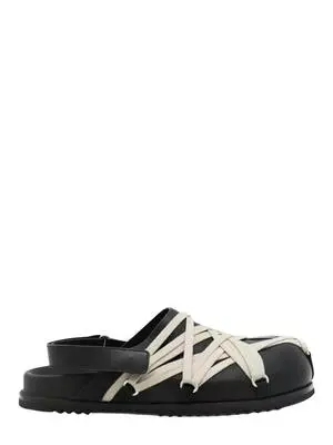 Rick Owens Leather Strap Crisscross Loafers - Black