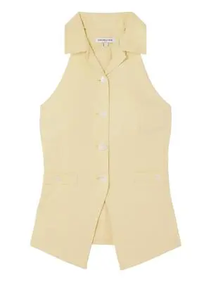 Veronica Beard Orlinda Linen-blend Twill Vest - Yellow