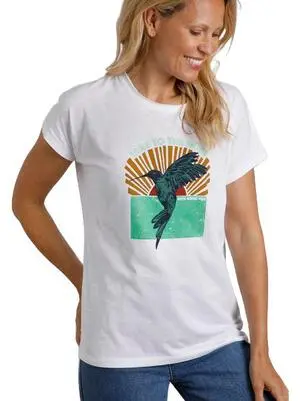 WEIRD FISH Fly Free Slub Graphic T-shirt - White