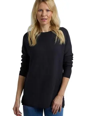 WEIRD FISH Dalla Knitted Crew Neck Jumper - Dark Navy