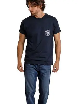 WEIRD FISH Tidal Branded Pocket T-shirt - Navy