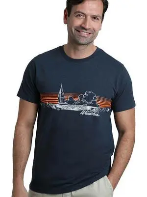 WEIRD FISH Nautical Sky Front Print T-shirt - Navy