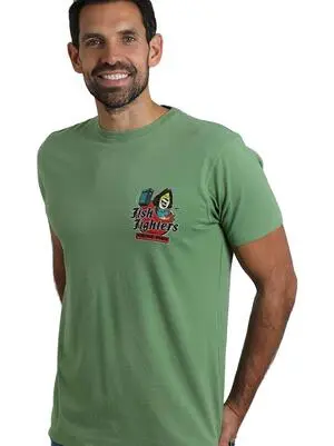 WEIRD FISH Fish Fighters Back Print Artist T-shirt - Artichoke Green