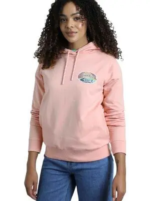 WEIRD FISH Back Print Popover Hoodie - Dusty Rose