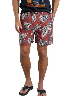 WEIRD FISH Belukha Printed Swim Shorts - Paprika