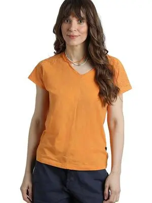 WEIRD FISH Pernille Cutaway T-Shirt Orange