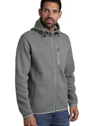 WEIRD FISH Lockie Full Zip Bonded Fleece Hoodie - Limestone