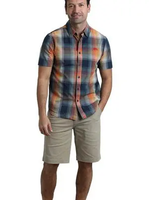 WEIRD FISH Judd Short Sleeve Check Shirt - Ensign Blue