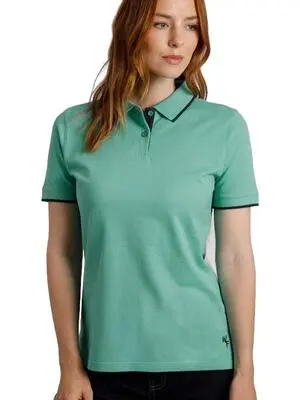 WEIRD FISH Pammie Pique Polo Shirt - Aqua Marine
