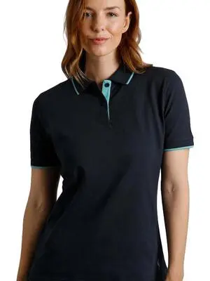 WEIRD FISH Pammie Pique Polo Shirt - Navy