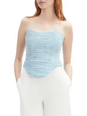 Bardot Elise Mesh Strapless Top - Soft Blue