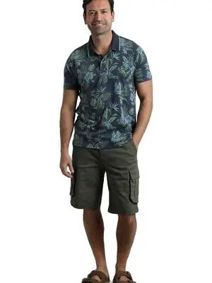 WEIRD FISH Sarat Printed Polo - Navy