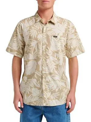 Quiksilver Palm Trip Classic Leaf Print Short Sleeve Cotton Button-up Shirt - Twill