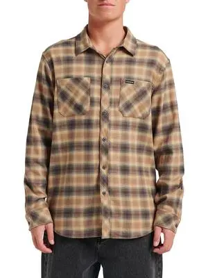Quiksilver Terrace Ombre Check Stretch Flannel Button-up Shirt - Almond