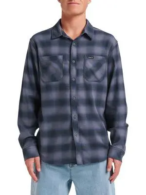 Quiksilver Terrace Ombre Check Stretch Flannel Button-up Shirt - Phantom