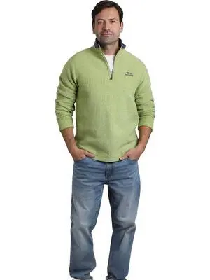 WEIRD FISH Newark 1/4 Zip Grid Fleece - Tarragon