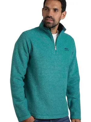WEIRD FISH Newark 1/4 Zip Grid Fleece - Viridis