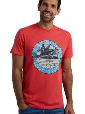 WEIRD FISH Coasting Front Print Graphic T-shirt - Retro Red