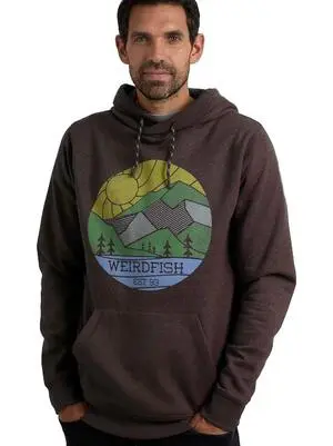 WEIRD FISH Bryant Graphic Popover Hoodie - Mulled Wine