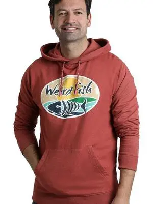 WEIRD FISH Bryant Graphic Popover Hoodie - Pinot Red