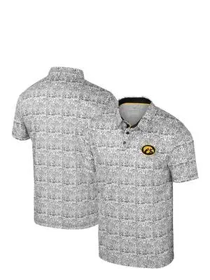 COLOSSEUM White Iowa Hawkeyes Big & Tall Allover Polo - Black