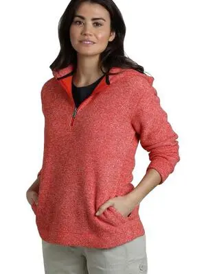 WEIRD FISH Alisa 1/4 Zip Fleece Hoodie - Tango Red