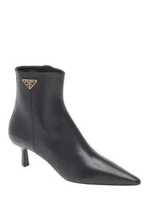 Prada Pointed Toe Kitten Heel Bootie - Nero