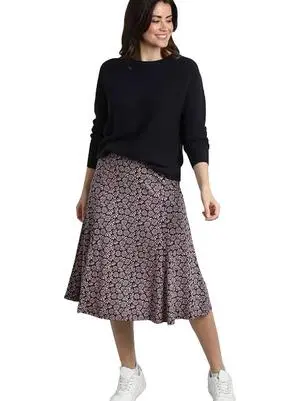 WEIRD FISH Printed Jersey Midi Skirt Tea Rose