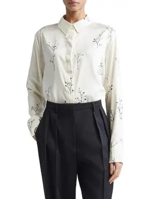 Altuzarra Chika Floral Print Silk Shirt - Ivory Botanical