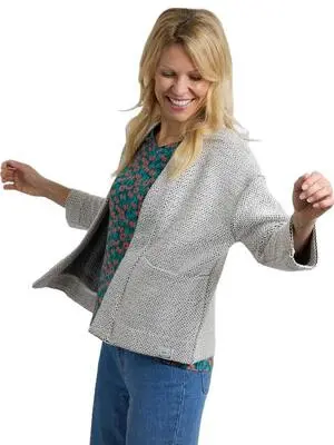 WEIRD FISH Santosh Cropped Macaroni Kimono Cardigan Ecru