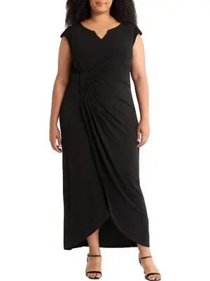 CONNECTED APPAREL Cap Sleeve Maxi Dress - Black