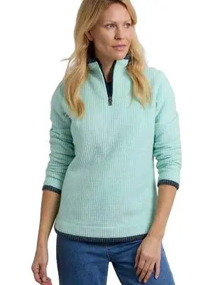 WEIRD FISH Beye 1/4 Zip Grid Fleece - Seaspray
