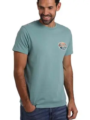 WEIRD FISH Land And Sea Back Print Graphic T-shirt - Mineral Blue