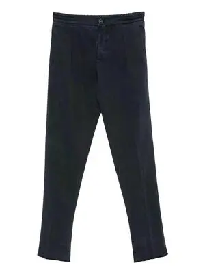 Kiton Pleated Trousers With Frayed Hems - Blue