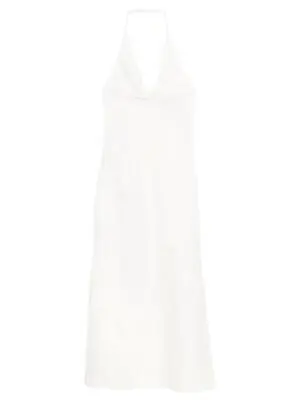 SIR. Halterneck Embroidered Midi Dress - White