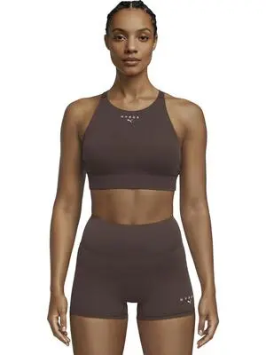 PUMA X Hyrox Shapeluxe High Neck Moisture Wicking, Mid Impact Sports Bra - Brown