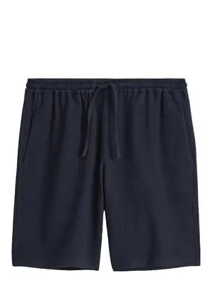 Cos Seersucker Drawstring Shorts - Navy