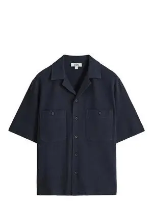 Cos Cotton-seersucker Resort Shirt - Navy