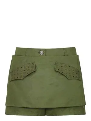 Mcm Layered Shorts With Detachable Skirt - Khaki Moss