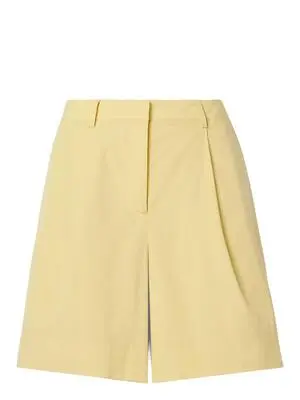 TWP Cisco Pleated Cotton-poplin Shorts - Yellow