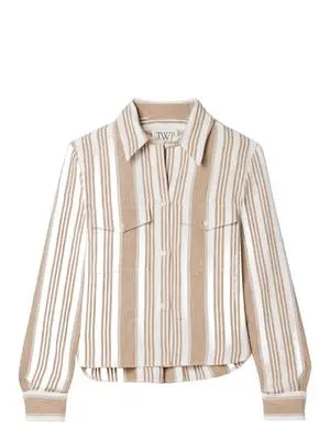 TWP Carter Striped Hemp Shirt Beige