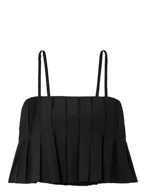 Theory Pleated Cotton-blend Poplin Camisole - Black