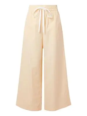 TWP Main St. Striped Cotton-poplin Wide-leg Pants - Off-white
