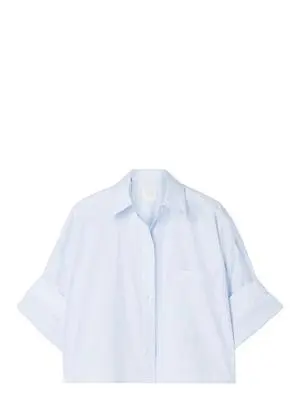 TWP Cropped Cotton-poplin Shirt - Blue