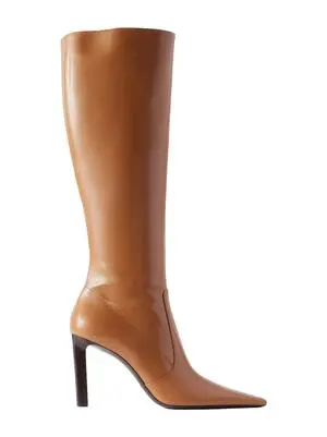 Saint Laurent Francoise Leather Knee Boots - Brown