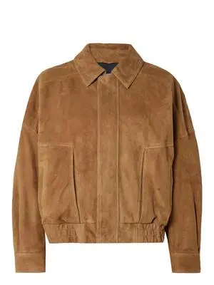 Nour Hammour Dalma Suede Bomber Jacket - Brown