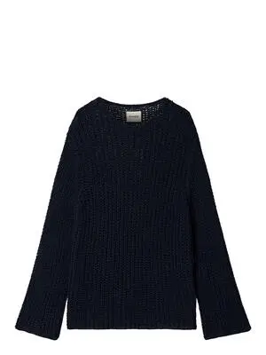 Khaite Elowen Open-Knit Cotton Sweater Navy