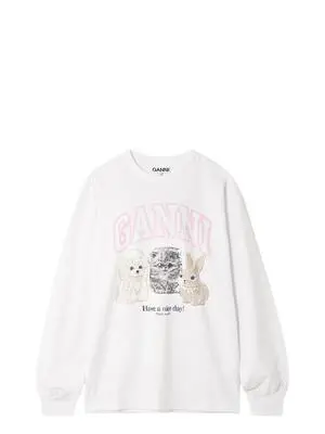 GANNI Oversized Printed Organic And Recycled Cotton-jersey Sweatshirt - White
