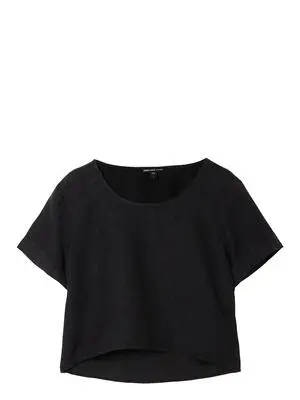 JAMES PERSE Cropped Linen-canvas T-shirt - Black
